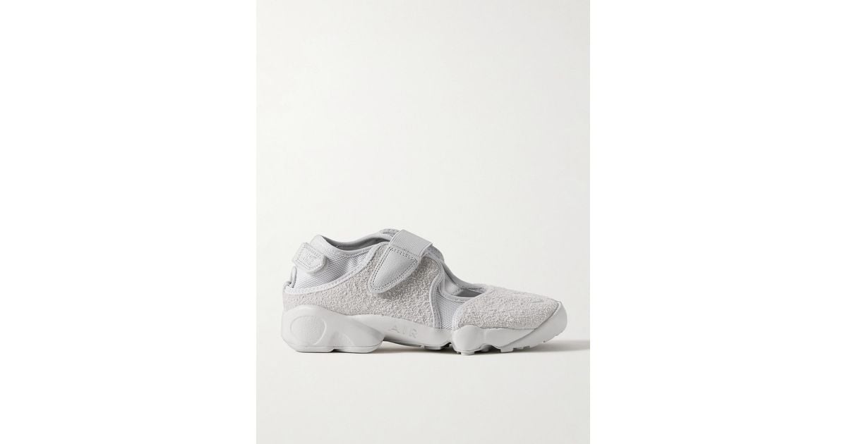 Nike Air Rift Split-Toe Brushed-Suede And Mesh Sneakers in White | Lyst