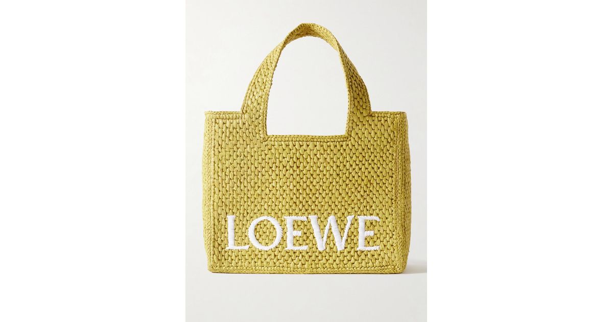 Loewe Paula's Ibiza Embroidered Raffia Tote in Yellow | Lyst UK