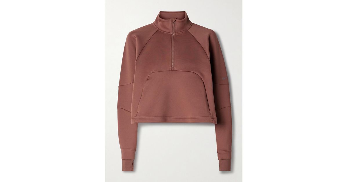 Nike Prima Cropped Dri-Fit Half-Zip Sweatshirt in Red | Lyst