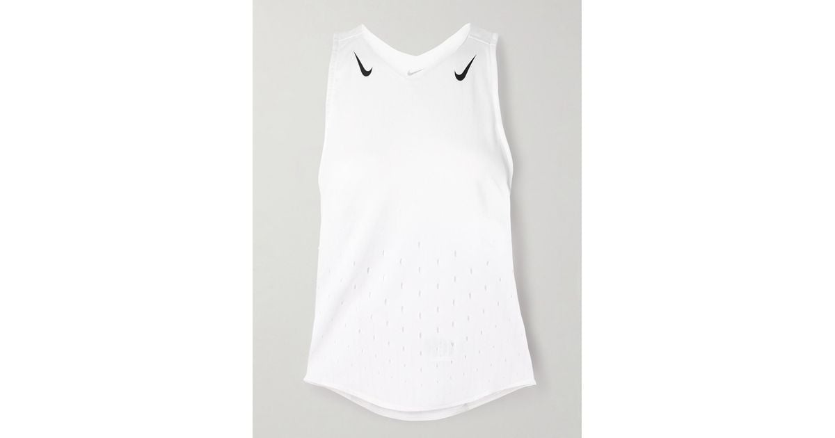 Nike Aeroswift Perforated Dri-Fit Adv Tank in White | Lyst