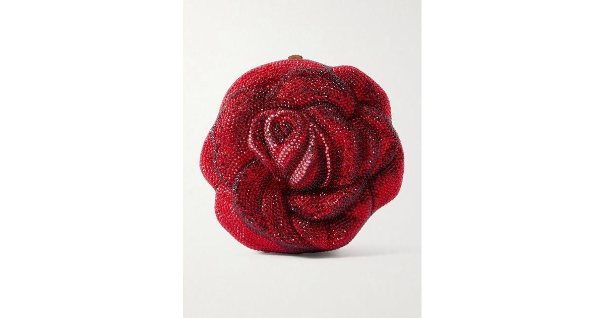 Judith Leiber Rose Desiree Crystal-Embellished-Tone Clutch in Red | Lyst