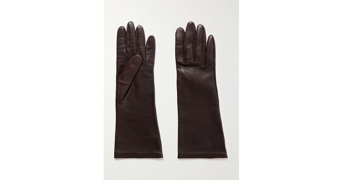 KHAITE Remo Mid Leather Gloves in Black | Lyst
