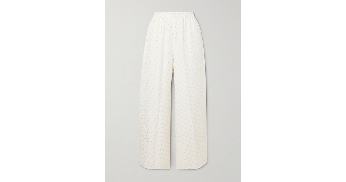 Eres Souhait Embroidered Metallic Silk-Blend Jacquard Wide-Leg Pants in ...