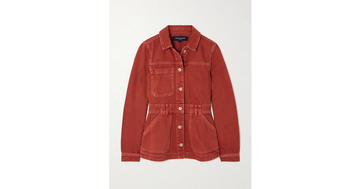 Veronica Beard Anzu Denim Jacket in Red | Lyst