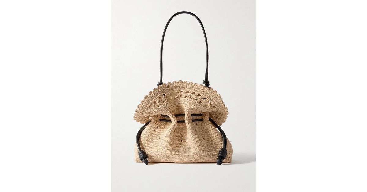 Loewe Paula's Ibiza Flamenco Leather-Trimmed Woven Raffia Shoulder Bag ...