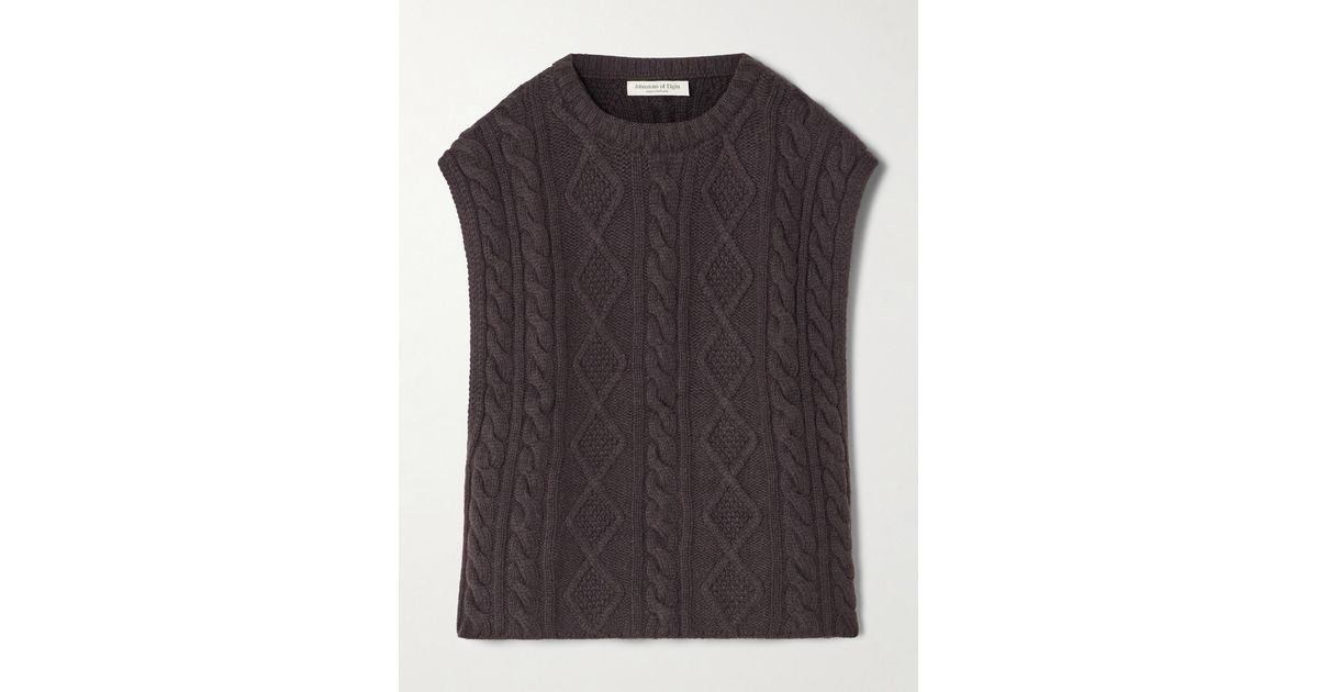 Johnstons of Elgin Cable-Knit Cashmere Tank in Black | Lyst UK