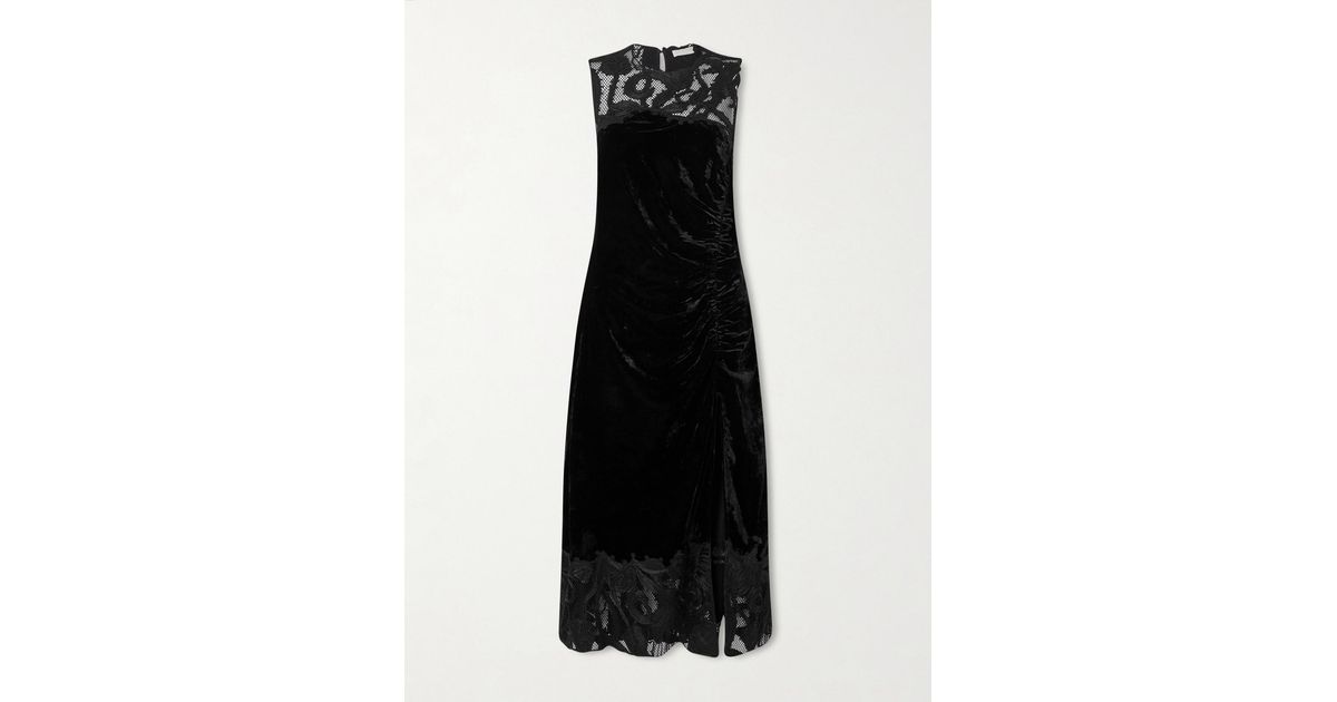 Ulla Johnson Rosaria Ruched Corded Lace-Trimmed Velvet Maxi Dress in ...