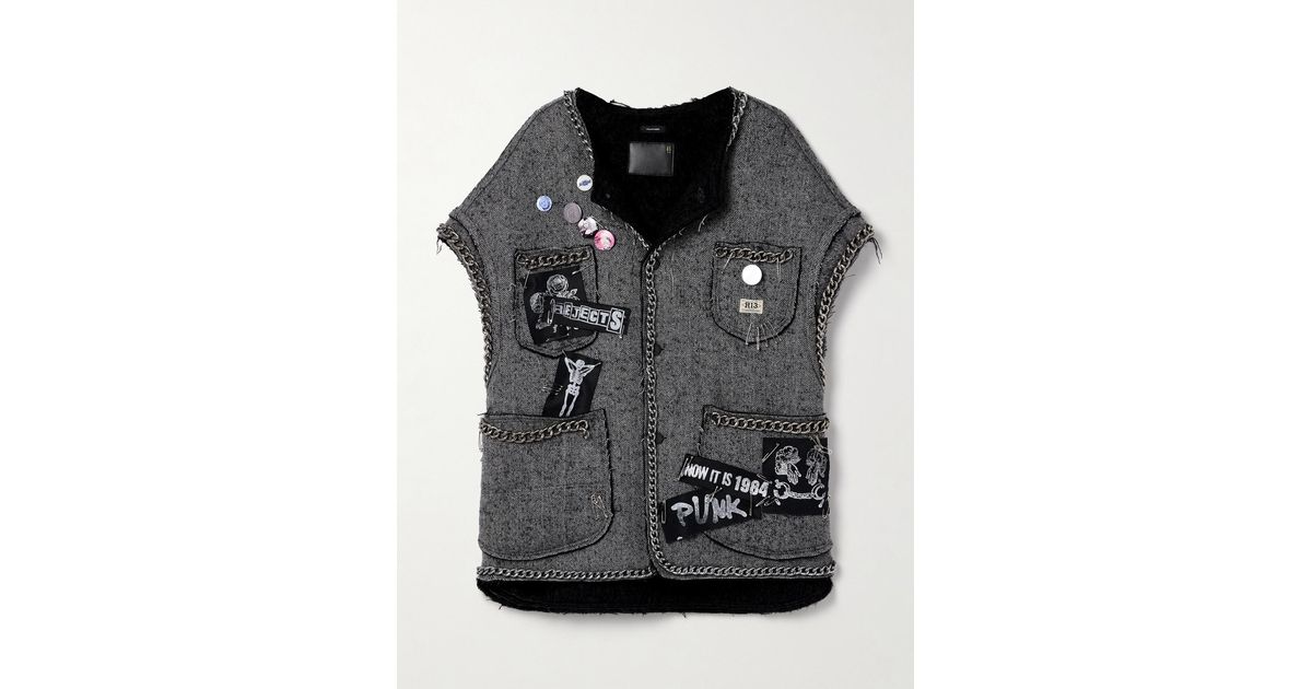 R13 Embellished Appliquéd Herringbone Woven Jacket in Black | Lyst