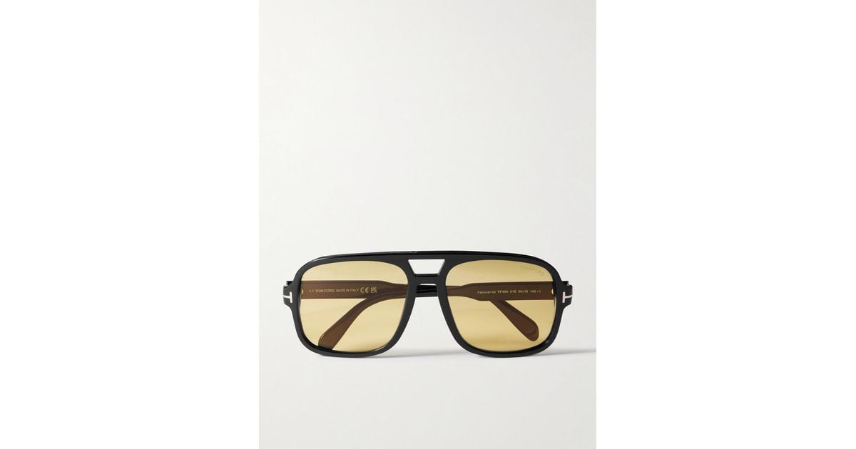 Tom Ford Falconer Aviator-Style Acetate And-Tone Sunglasses in Black | Lyst