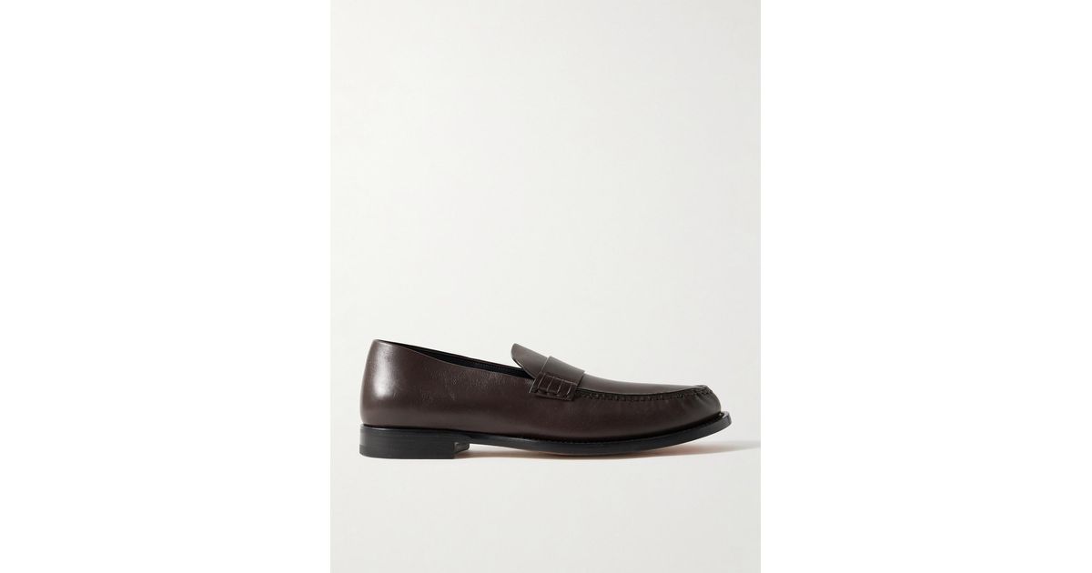 The Row Lars Leather Loafers in Brown | Lyst