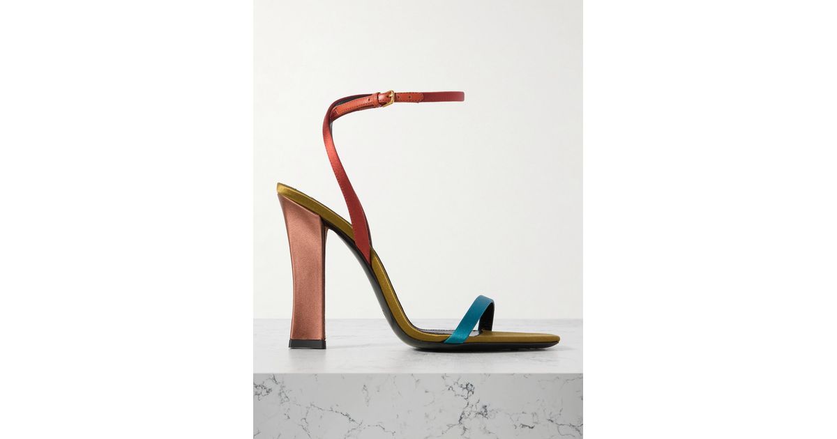 Saint Laurent Dominique Color-Block Satin Sandals in Metallic | Lyst