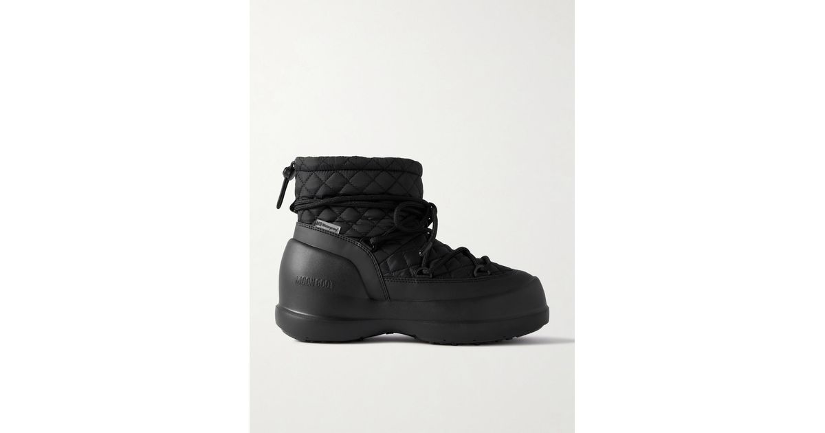 Moon Boot Mezzaluna Mid Rubber And Quilted Shell Snow Boots in Black | Lyst