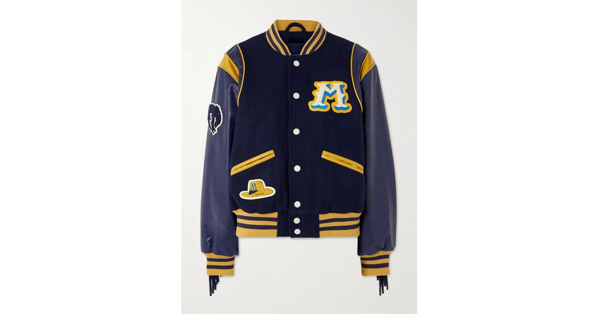 Mother The Fringe Team Spirit Appliquéd Wool-Blend Bomber Jacket in ...