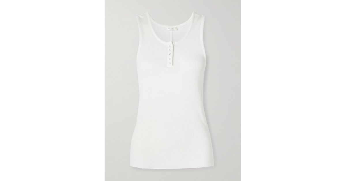 The Row Mansel Ribbed Cotton-Blend Tank in White | Lyst