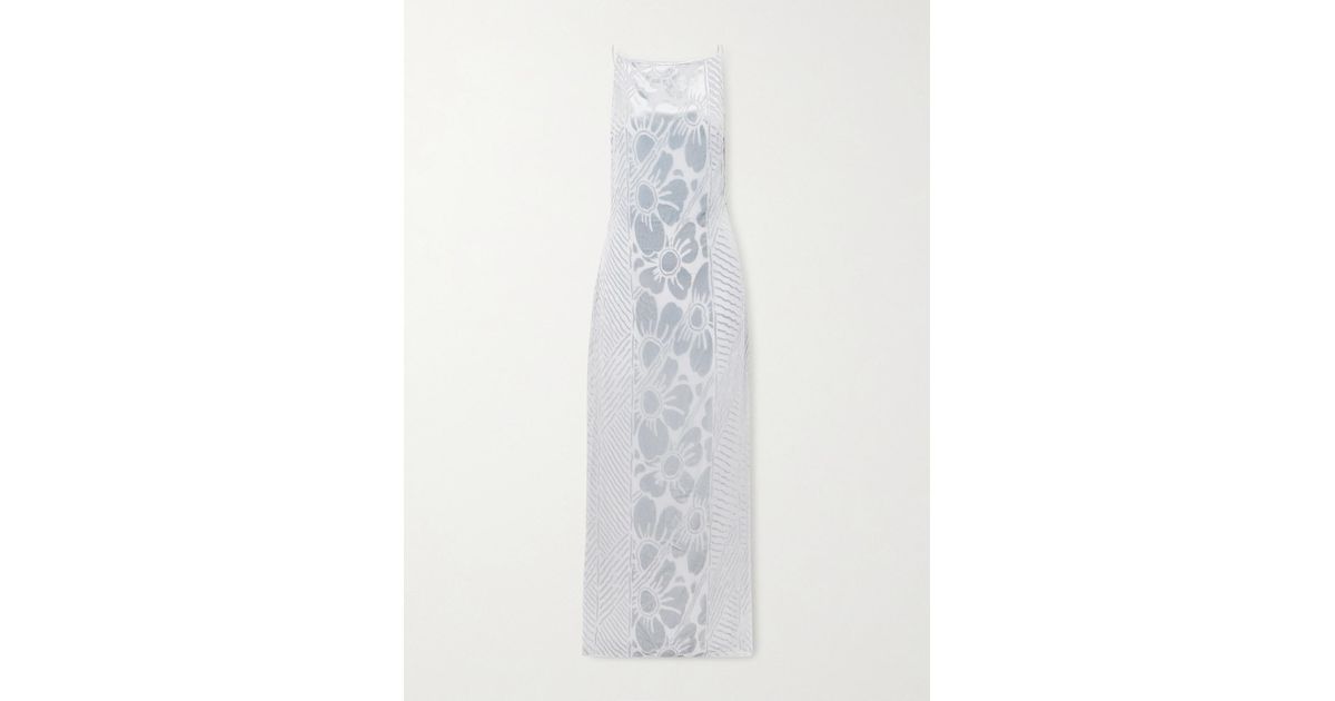 SIR. Ventura Open-Back Floral Devoré-Velvet Gown in White | Lyst UK