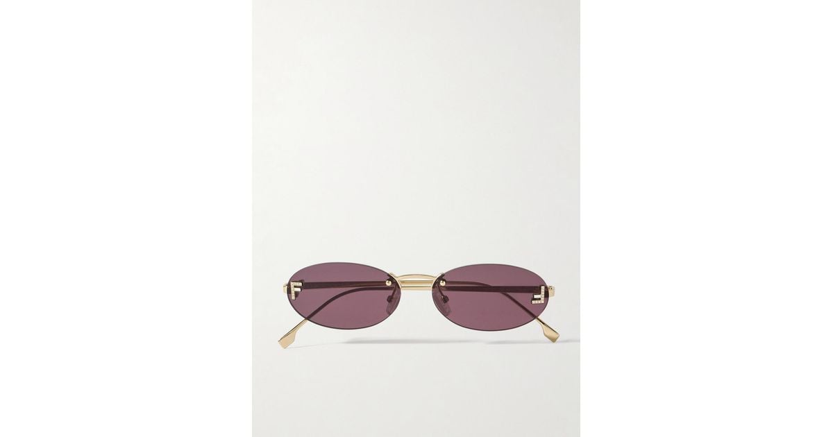 Fendi Rimless Oval-Frame Crystal-Embellished-Tone Sunglasses in Purple ...