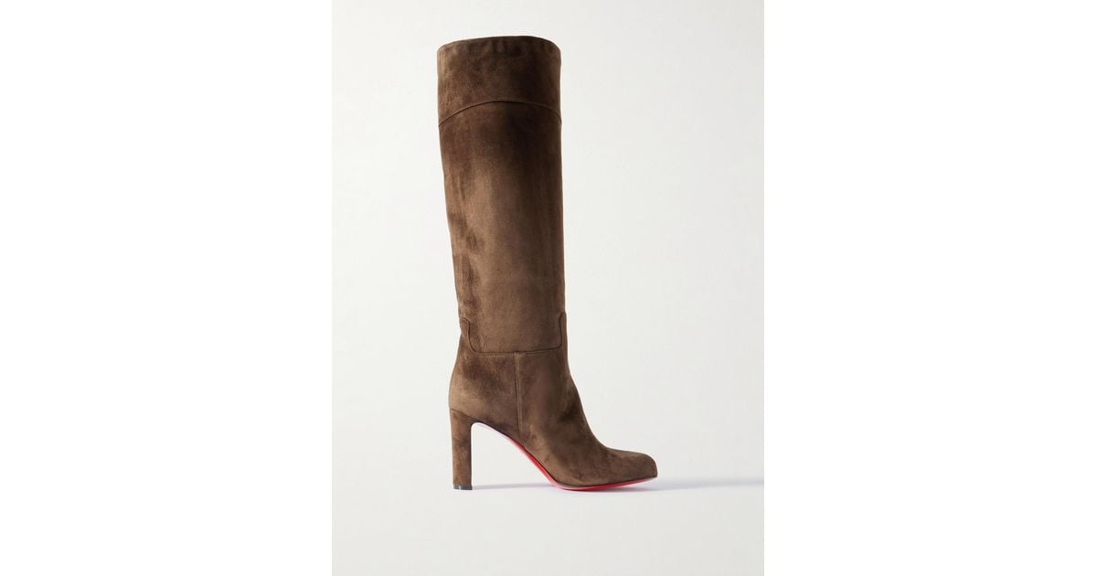 Christian Louboutin Loo Botta 85 Suede Knee Boots in Brown | Lyst UK