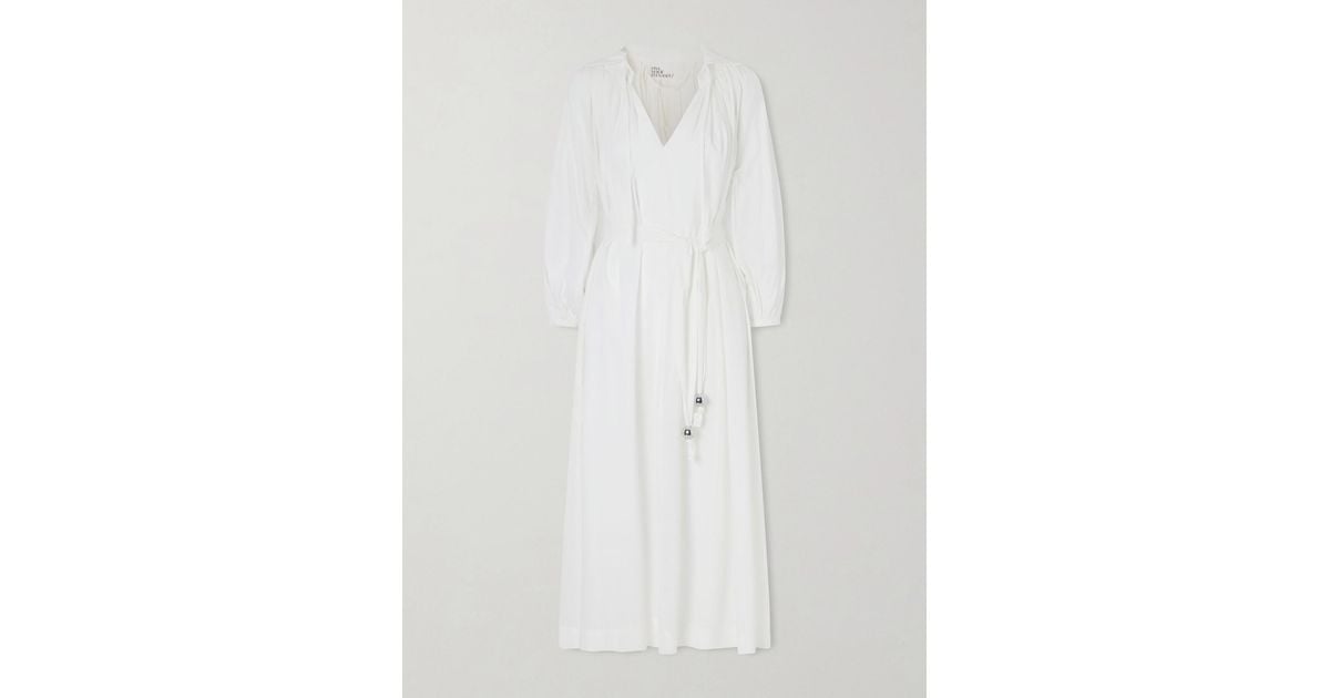 Lisa Marie Fernandez Poet Embellished Belted Cotton-Voile Midi Dress in ...