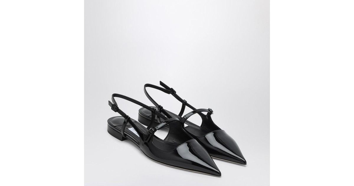 Jimmy Choo Patent Leather Didi Flat Shoes in Black | Lyst