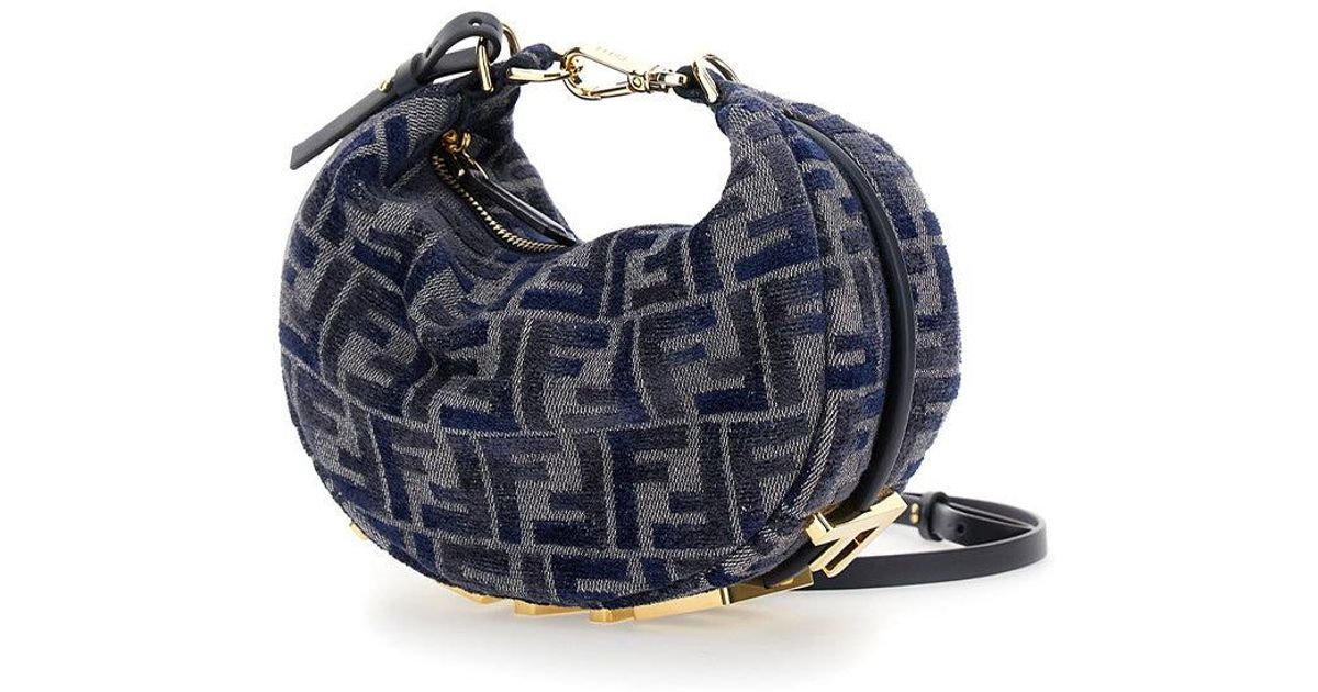 Fendi Graphy Monogrammed Mini Shoulder Bag in Blue | Lyst