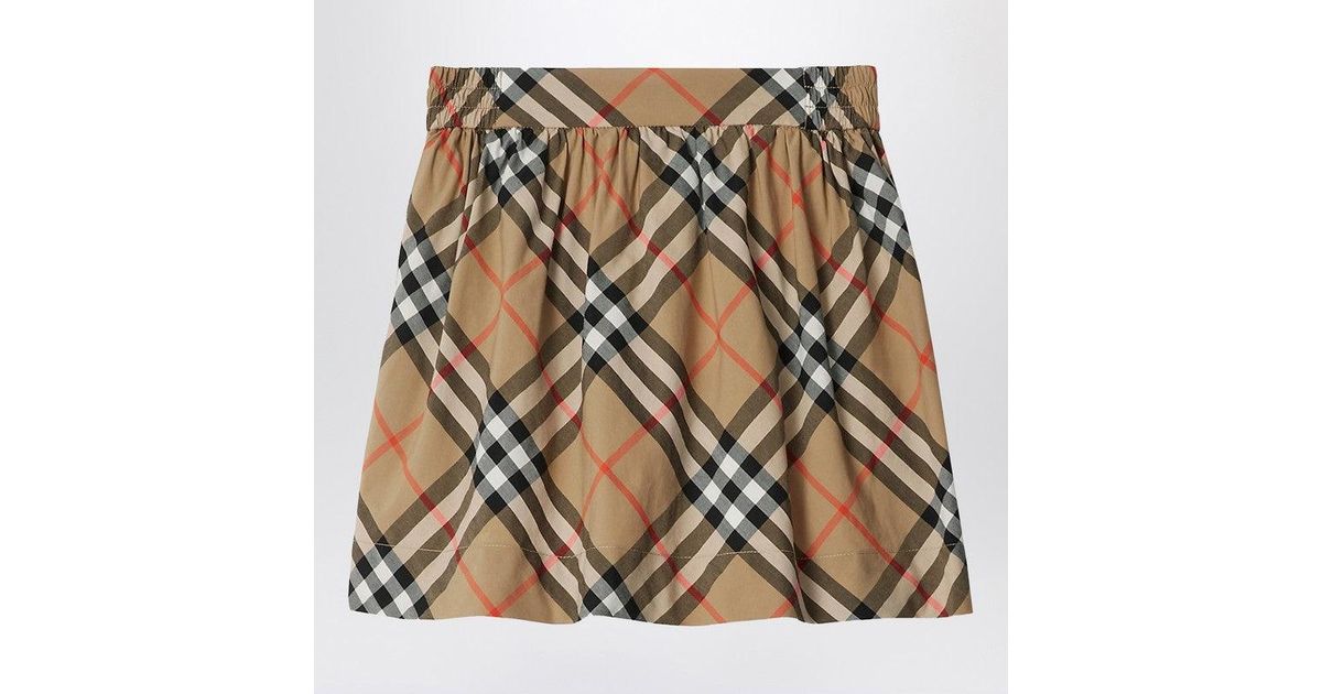 Burberry Cotton Check Pattern Skirt in Natural | Lyst