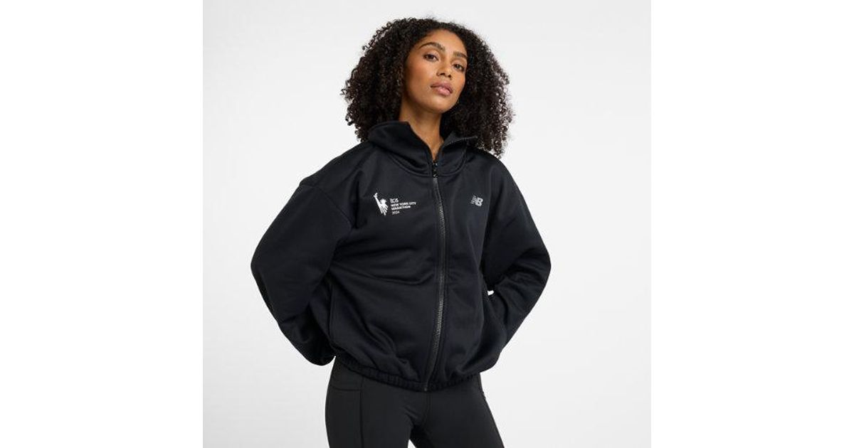 New Balance Nyc Marathon Performance Fleece Full Zip in Black | Lyst