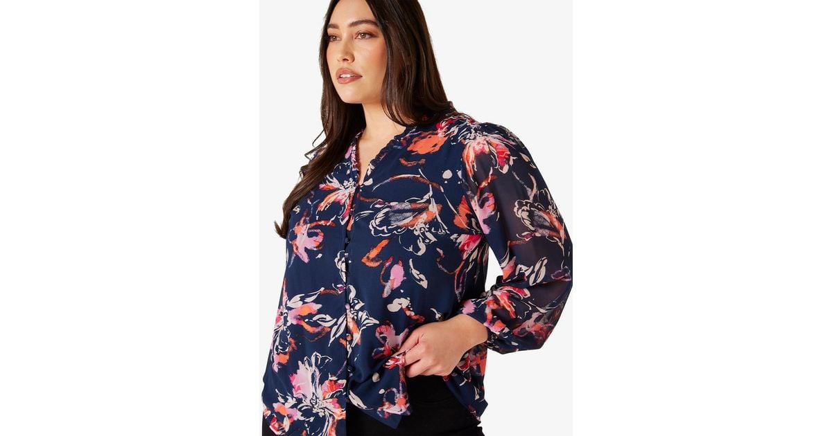 Apricot Plus Size Floral Chiffon Top Curves New Look in Blue | Lyst UK