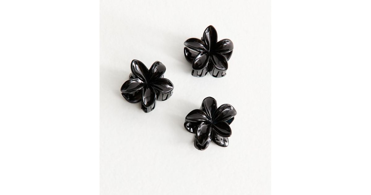 New Look Pack Of 3 Mini Tropical Flower Hair Clips in Black | Lyst UK