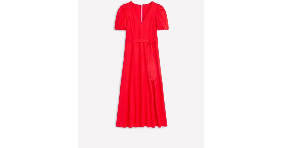 Boden Volume Sleeve Midi Dress in Red | Lyst