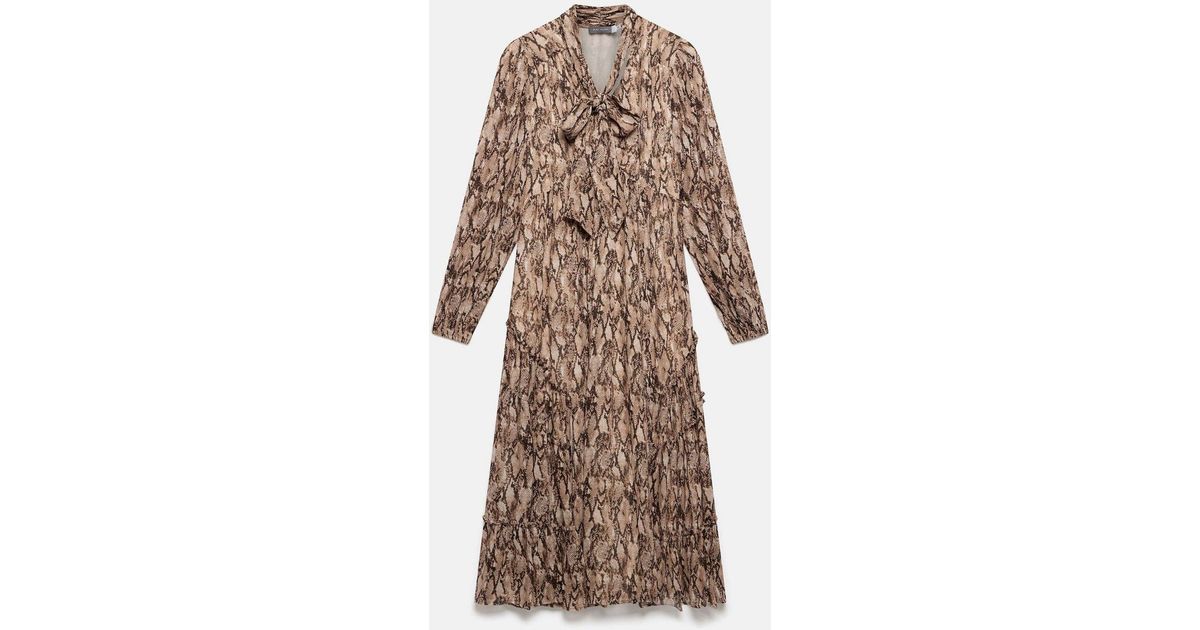 Mint Velvet Snake Print Midi Dress in Natural | Lyst