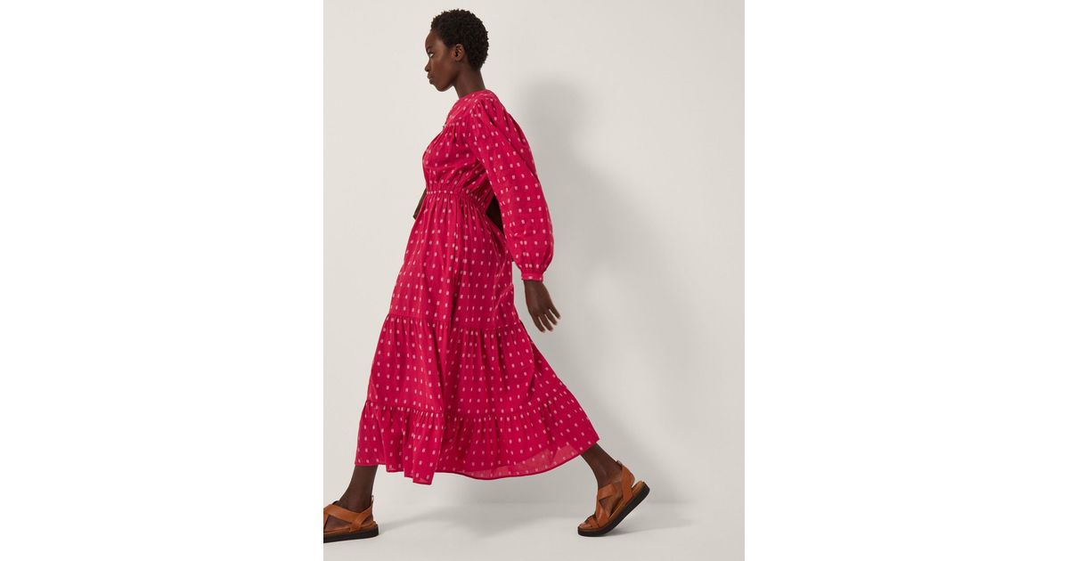 Monsoon Poppy Long Sleeve Tiered Midi Dress in Pink | Lyst