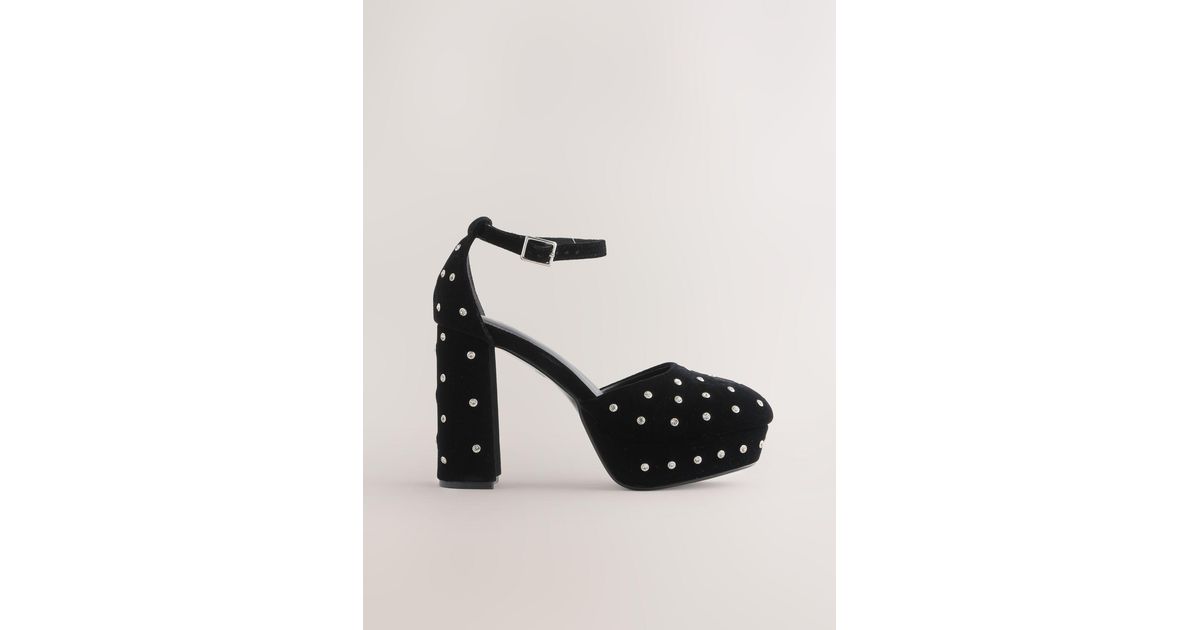 Next Forever Comfort Velvet Studded Plafrom Two-Part Block Heels | Lyst
