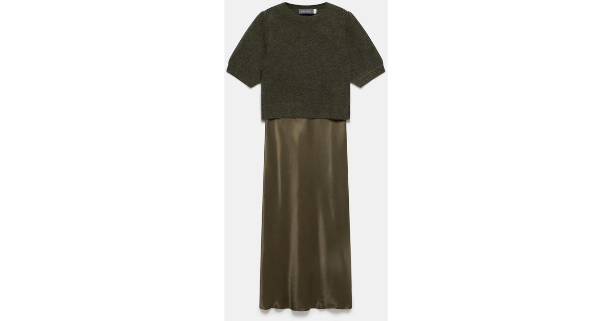 Mint Velvet Layered Jumper Midi Dress in Green | Lyst