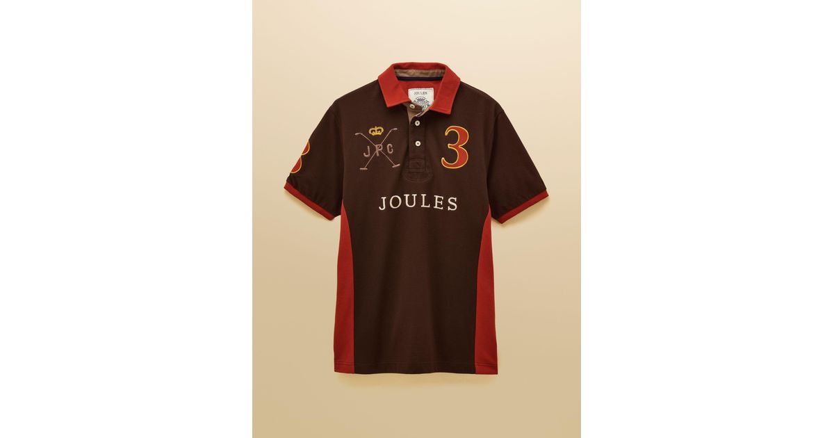 Joules Embellished Classic Fit Cotton Polo Shirt in Brown for Men | Lyst