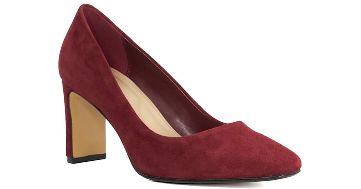 Dune Standard Fit Arriving Comfort Mid Block Heel Suede Shoes in Purple ...