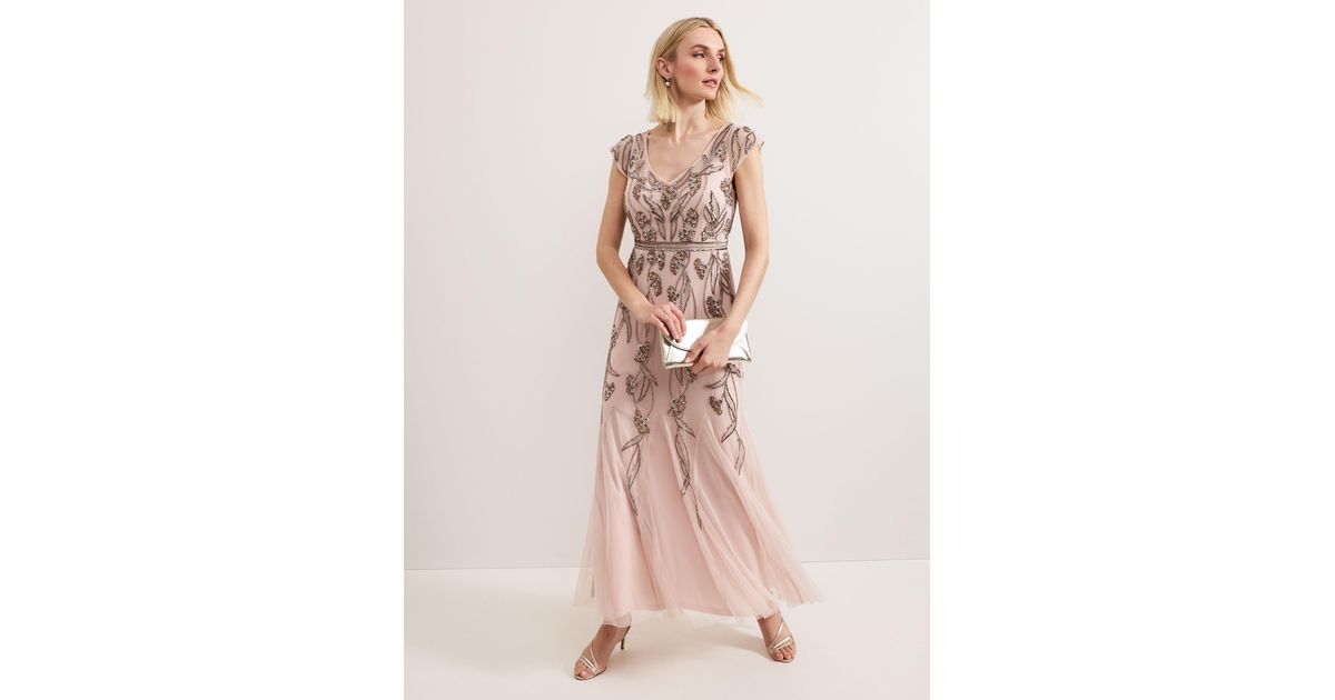 Phase Eight Evonne Beaded Dress in Pink | Lyst