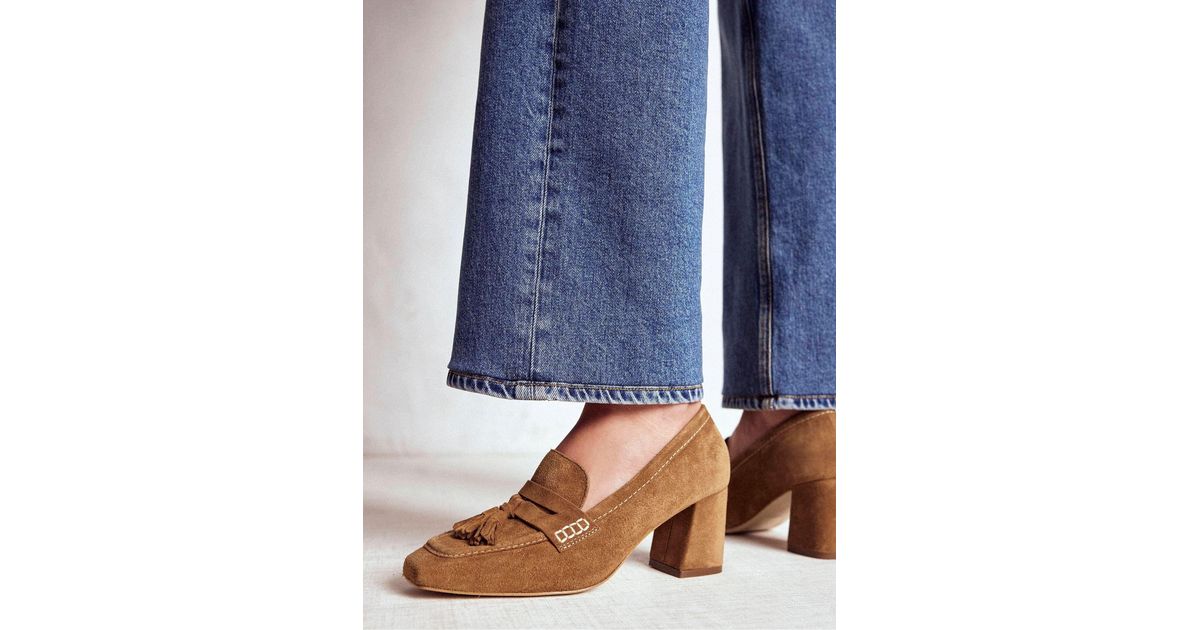 Boden Sol Block Heeled Penny Loafers in Blue | Lyst