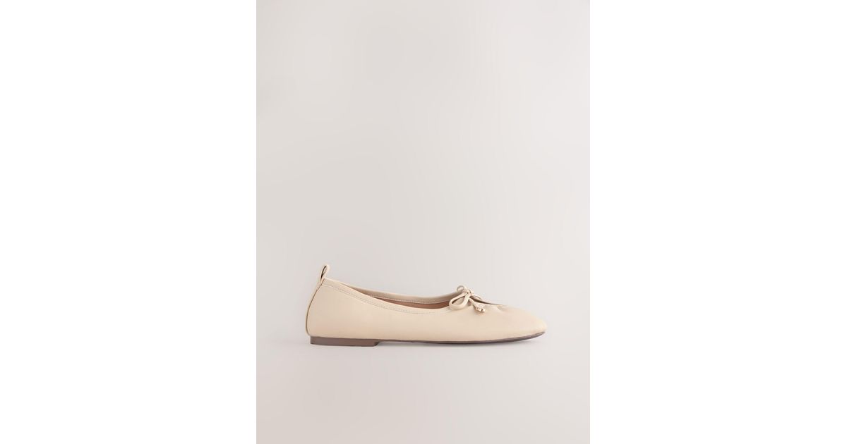 Next Forever Comfort Tie Up Round Toe Ballet Flats in Natural | Lyst