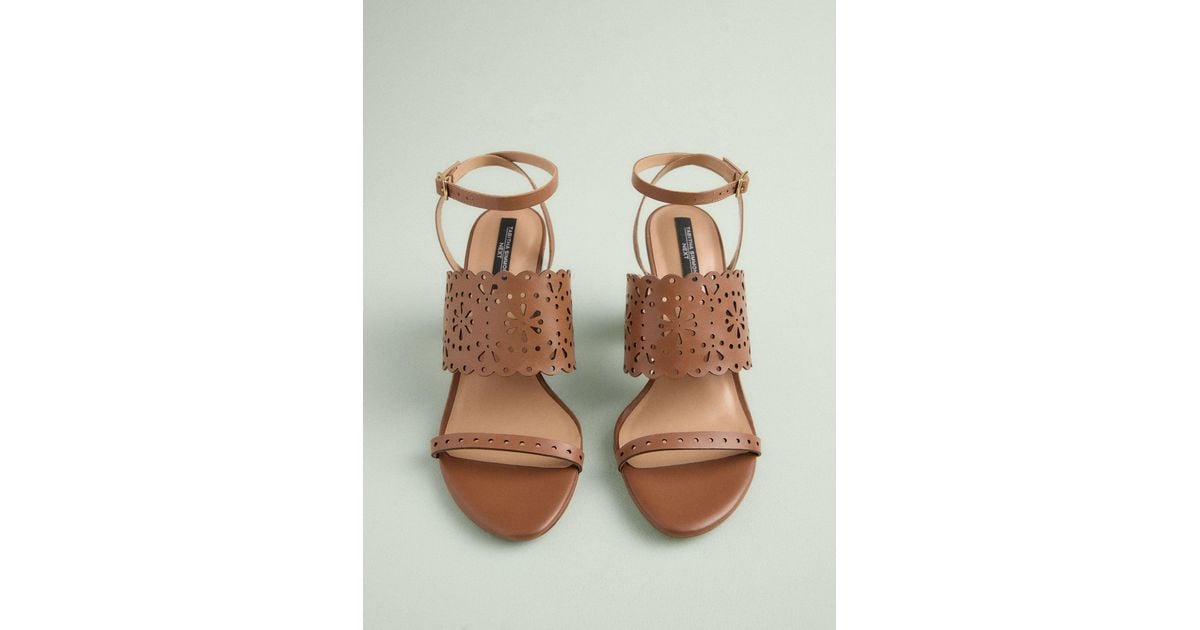 Next Tabitha Simmons X Dahlia Leather Round Toe Laser Cut Detail Block ...