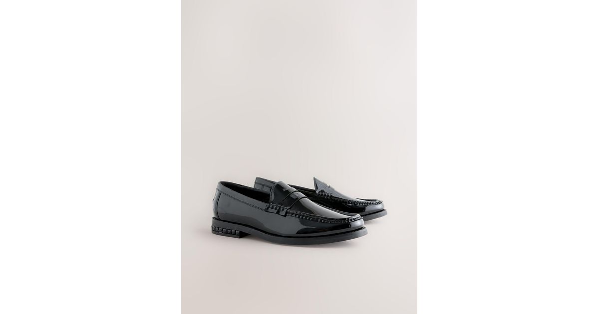 Next Jewel Trim Patent Penny Loafers in Black for Men | Lyst