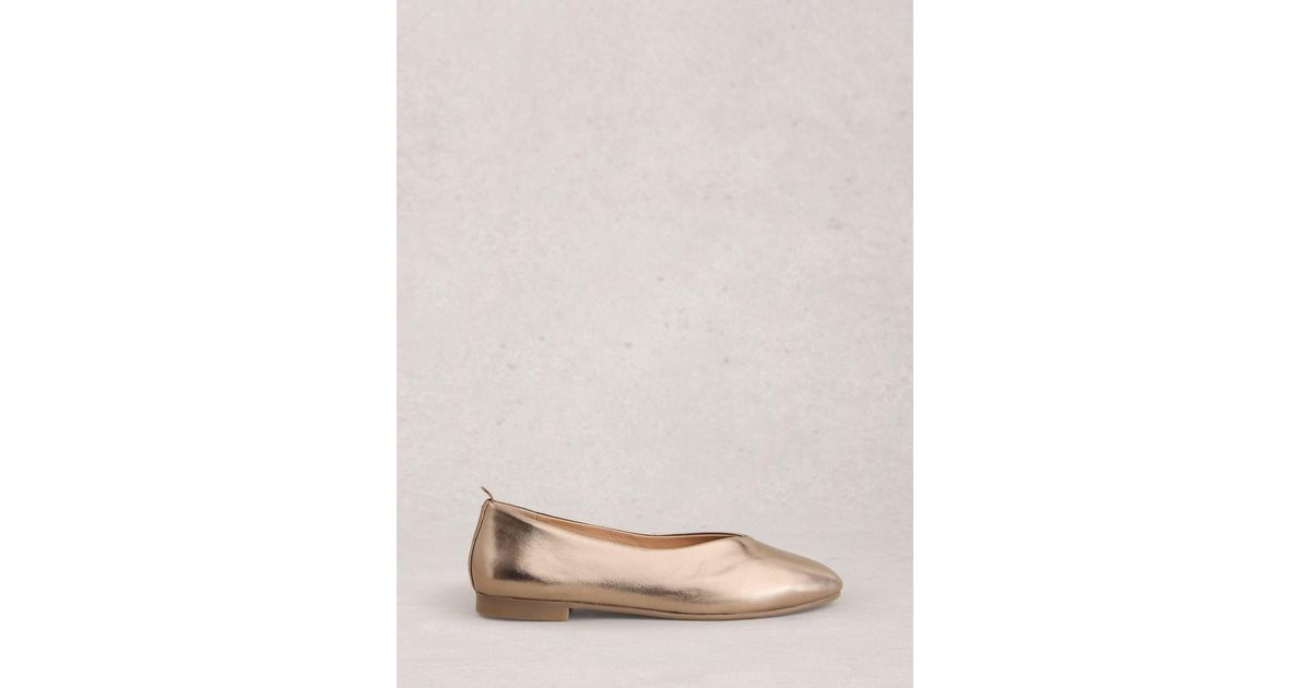 White Stuff Cheri Leather Ballerina Pumps in Natural | Lyst