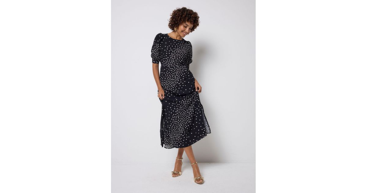 Scamp & Dude Snow Leopard Print Midi Dress in Blue | Lyst