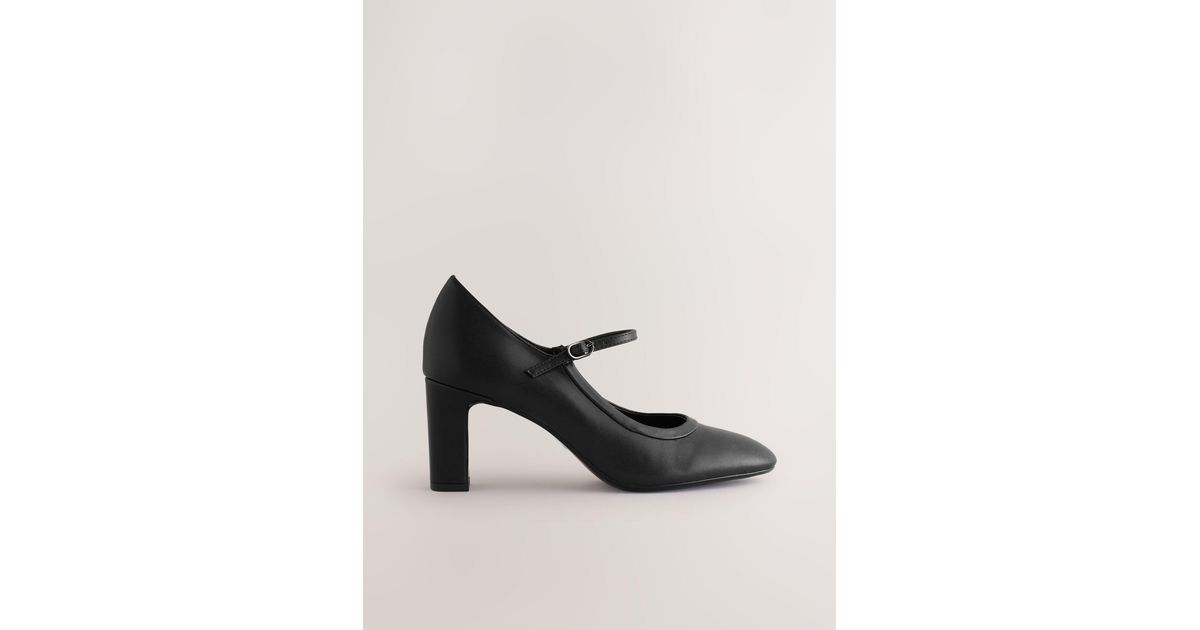 Next Forever Comfort Round Toe Mary Jane Block Court Heels in Black | Lyst