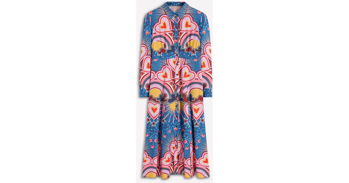 Boden Empire Hotched Shirt Dress in White | Lyst