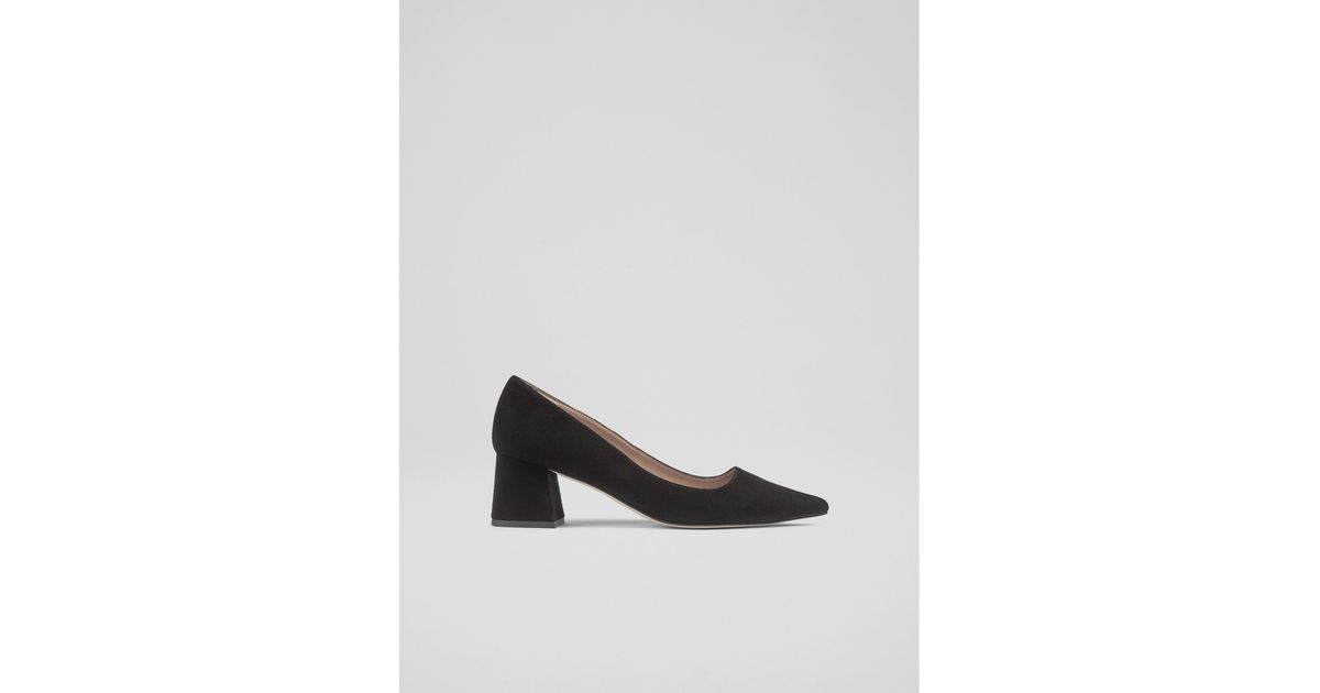 LK Bennett Suede Sloane Block Heel Courts in Black | Lyst