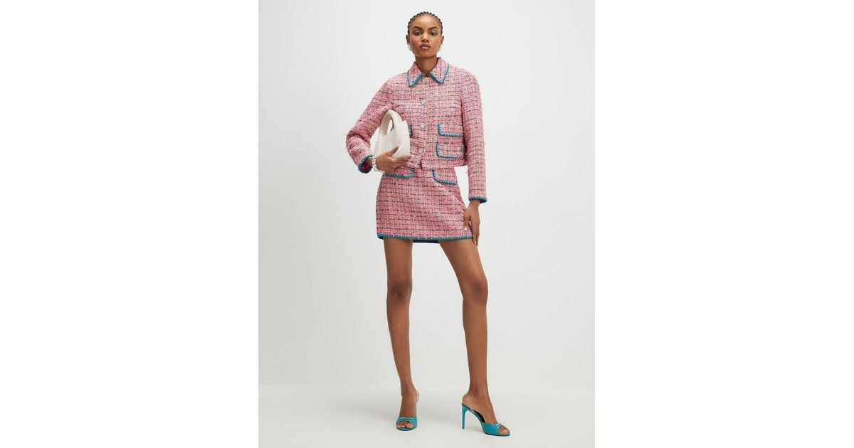 River Island Whipstitch Boucle Mini Skirt in Pink | Lyst