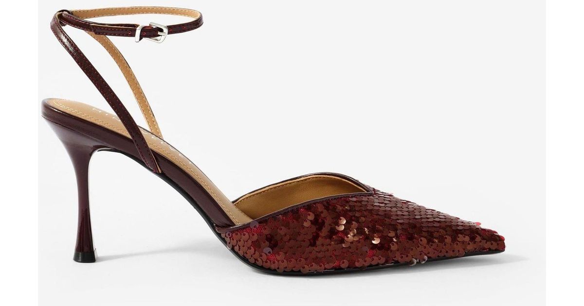 Mint Velvet Ari Burgundy Sequin High Heels in Brown | Lyst