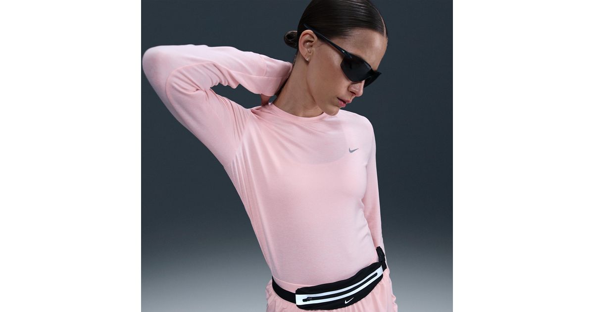 Nike Swift Dri-Fit Uv Long-Sleeve Crew-Neck Running Top in Pink | Lyst