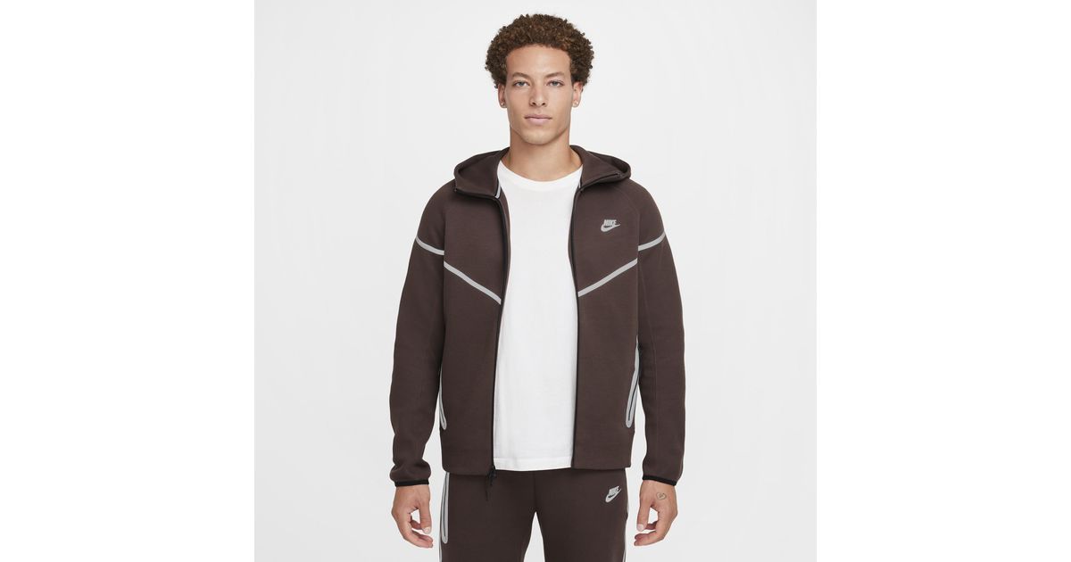 Nike Tech Windrunner Reflective Details Fleece Full-Zip Jacket in Brown ...