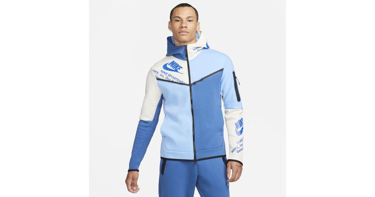 Nike Sportswear Tech Fleece Graphic Full Zip Hoodie In Blue For Men Lyst